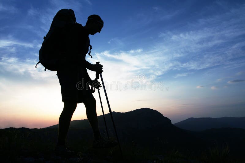 Hiker on sunset stock photo. Image of crimea, trek, travel - 5484942