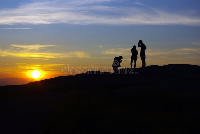 Hiker Sunset Silhouette stock image. Image of trekking - 6662423
