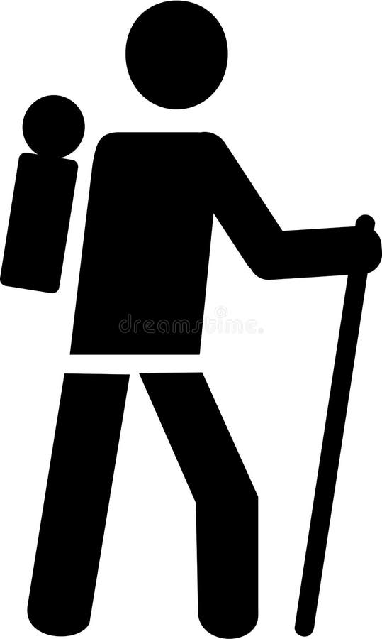 Hiker with hiking word stock vector. Illustration of trekking - 92976647