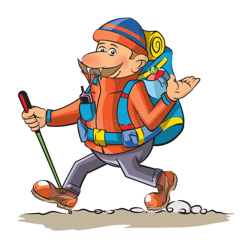 Hiker stock vector. Illustration of climbing, spring - 30663579