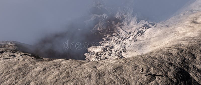 Hiker Walking Towards Edge of a Cliff. Stock Photo - Image of peak ...