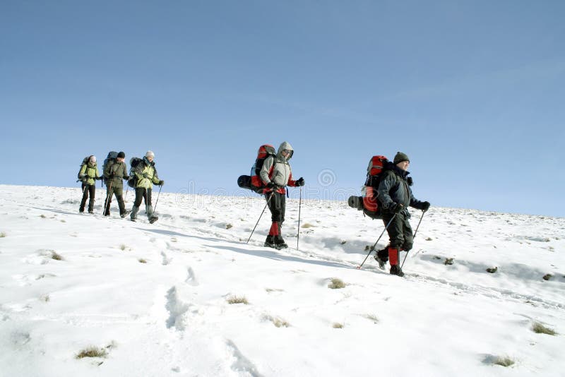 Hiker in winter mountains stock image. Image of hiking - 47937075