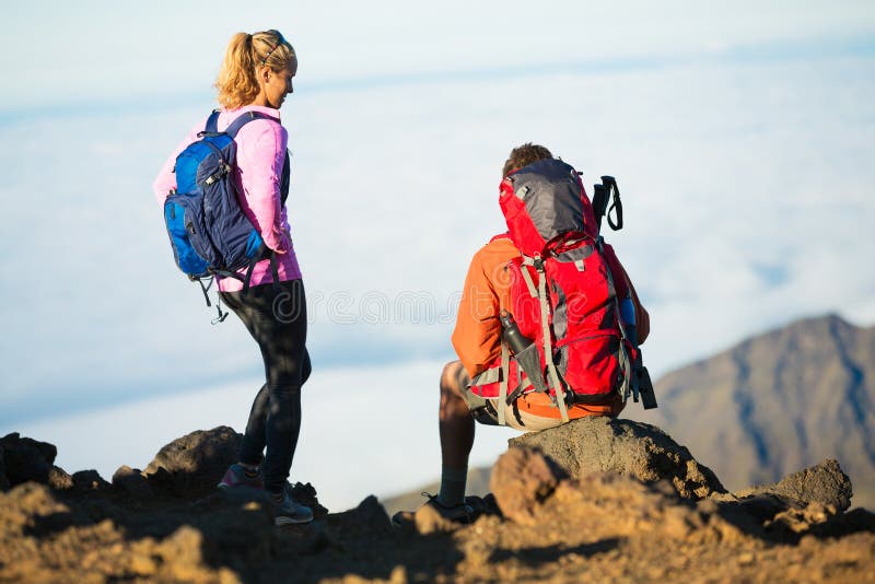 Hikers Enjoying the View from the Mountain Top Stock Photo - Image of ...