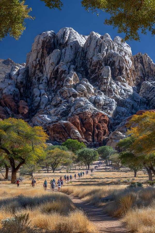 The Hikers Exploring Red Rock Canyon National Conservation Area Stock ...