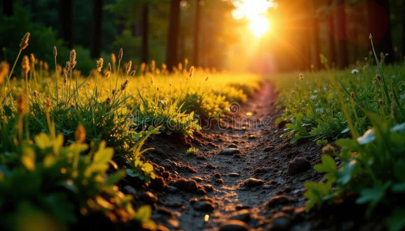Hikers Footprints in Dew Covered Path, Rising Sun , Outdoors, Tracks ...