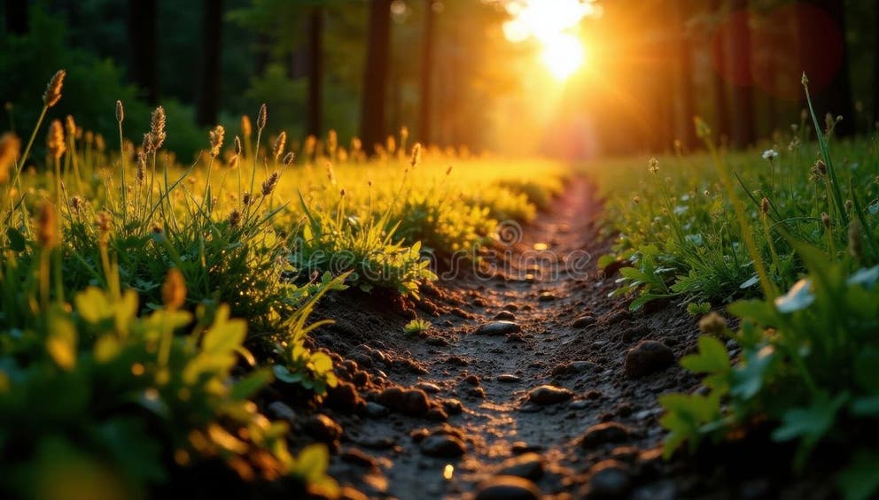 Hikers Footprints in Dew Covered Path, Rising Sun , Outdoors, Tracks ...
