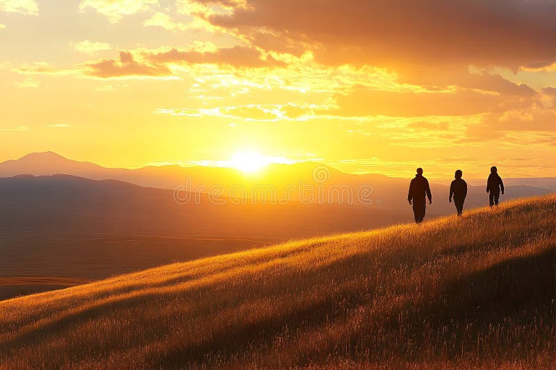 Sunset Hike stock illustration. Illustration of mountain - 386233303