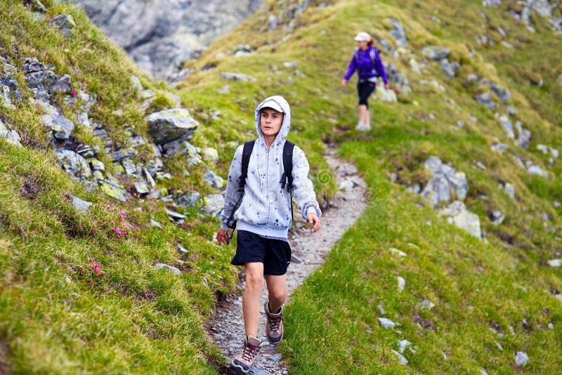 Hikers on mountain stock image. Image of footpath, people - 36656145