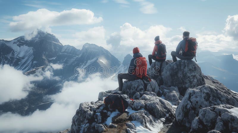Hikers Taking a Well-deserved Rest after Conquering a Peak Stock Photo - Image of people, high ...