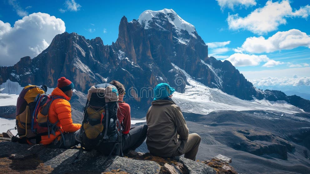 Hikers Taking a Well-deserved Rest after Conquering a Peak Stock Image ...