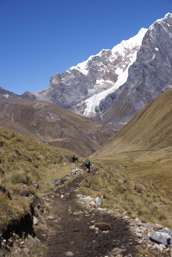 Hikers on Trail in High Andes Stock Photo - Image of walker, mountain ...