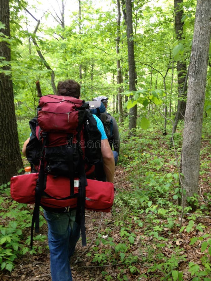 Hikers on the Trail in Nature Hiking Backpacking Stock Image - Image of ...
