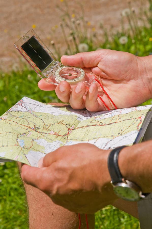 Hiking stock photo. Image of shoe, compass, hand, look - 15136396
