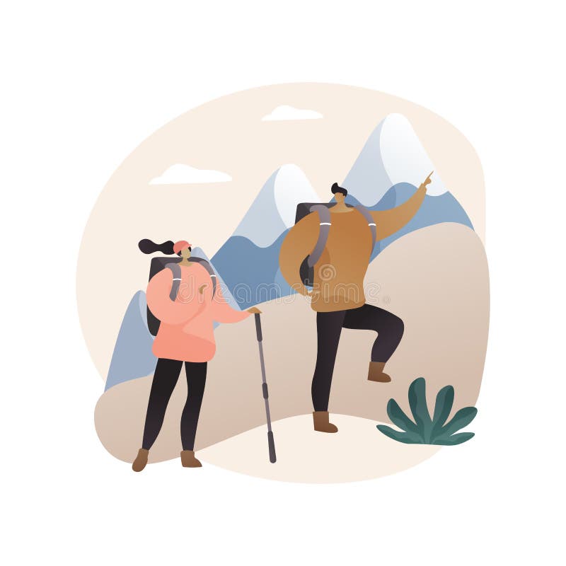 Hiking Abstract Concept Vector Illustration Stock Vector