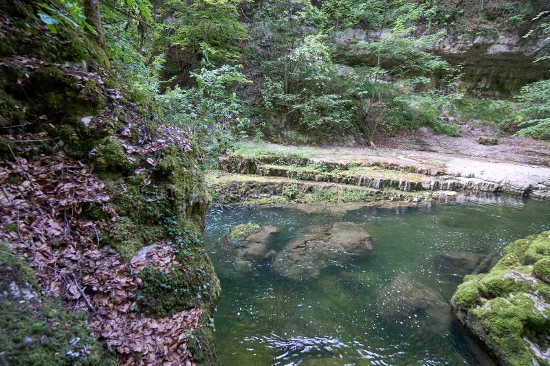 Hiking Along the Gorge of Orbe River in Vaud, Switzerland in Summer ...