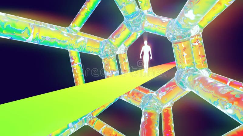 Hiking Along a Rainbow Path Inside a Moving 4-dimensional Figure Stock ...