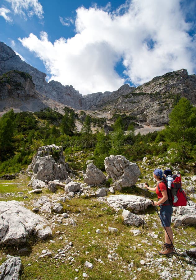 Hiking in alps stock image. Image of hike, outdoors, bonding - 17753649