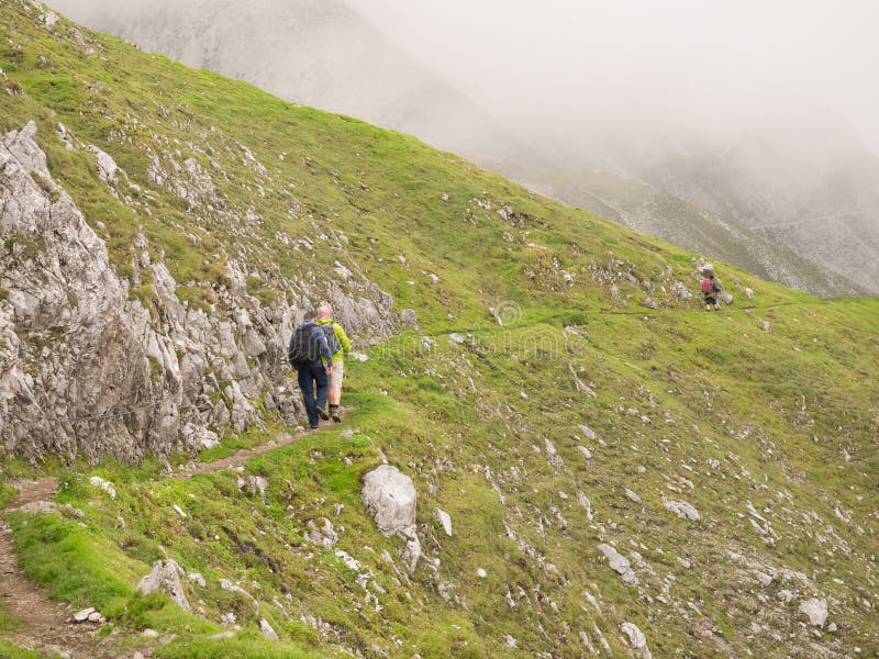 Hiking in the Austrian Alps Stock Image - Image of exploration, remote ...