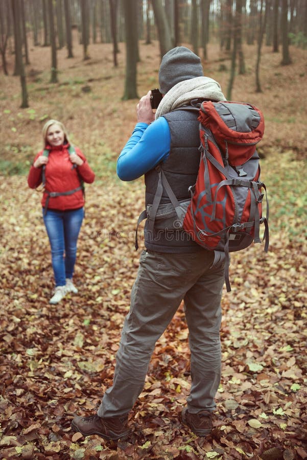 Hiking during the autumn stock photo. Image of love, full - 80939882