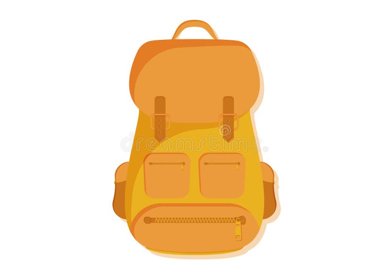 Hiking Backpack Bag Vector Flat Design. Orange Tourist Backpack Stock ...