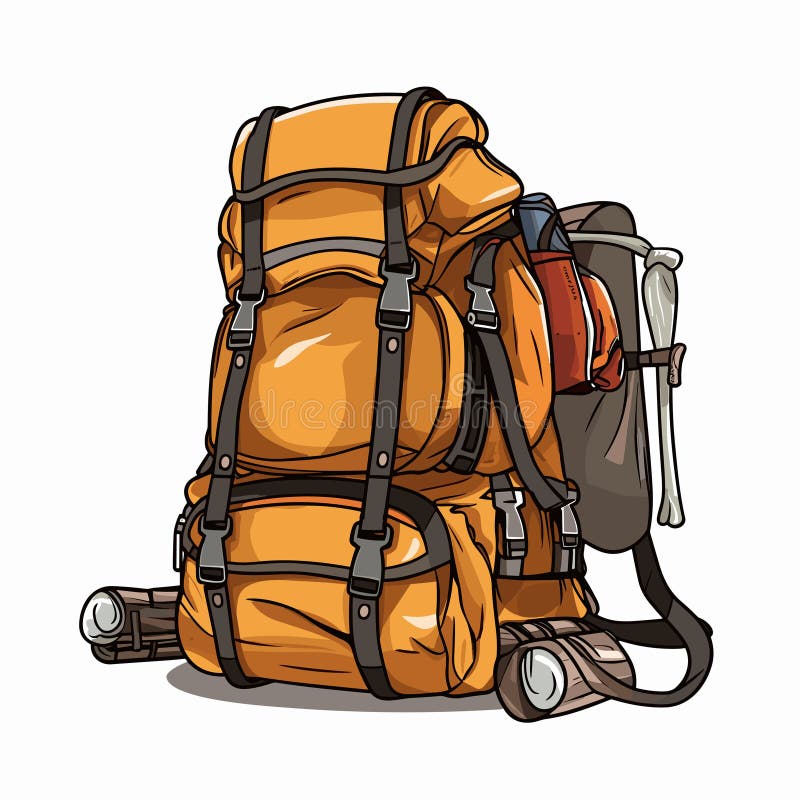 Hiking Backpack Hand-drawn Comic Illustration. Hiking Backpack. Vector ...