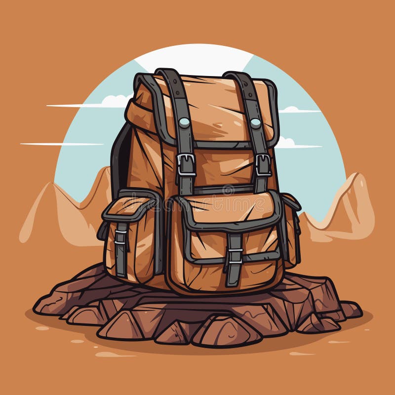 Hiking Backpack Hand-drawn Comic Illustration. Hiking Backpack. Vector ...