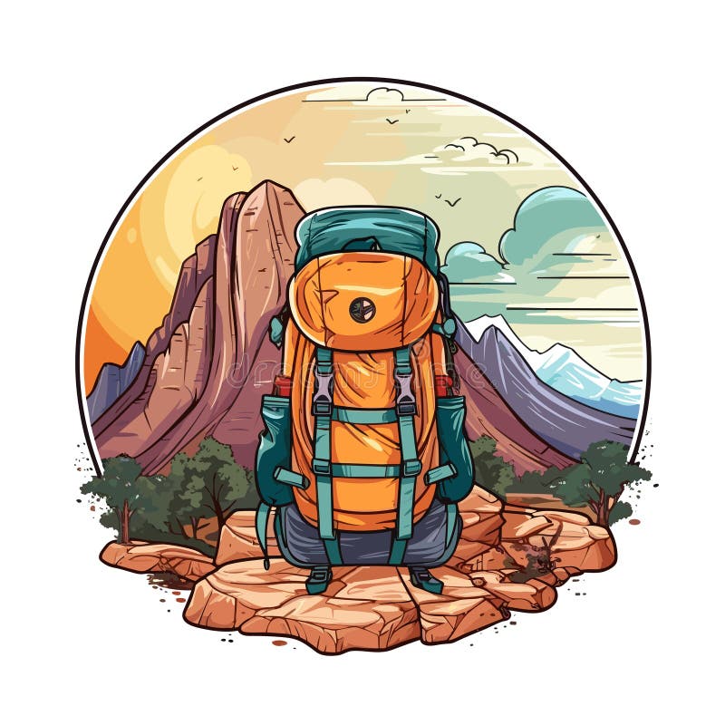 Hiking Backpack Hand-drawn Comic Illustration. Hiking Backpack. Vector ...