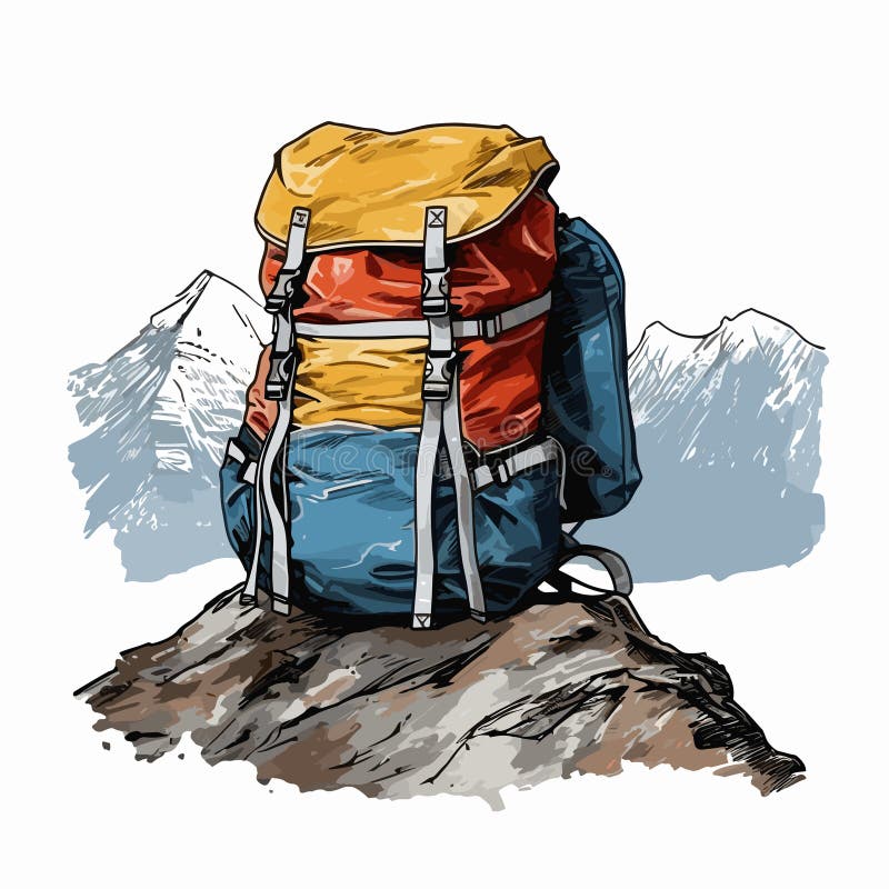 Hiking Backpack Hand-drawn Comic Illustration. Hiking Backpack. Vector ...