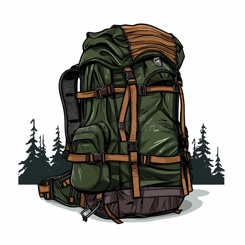 Hiking Backpack Hand-drawn Comic Illustration. Hiking Backpack. Vector ...