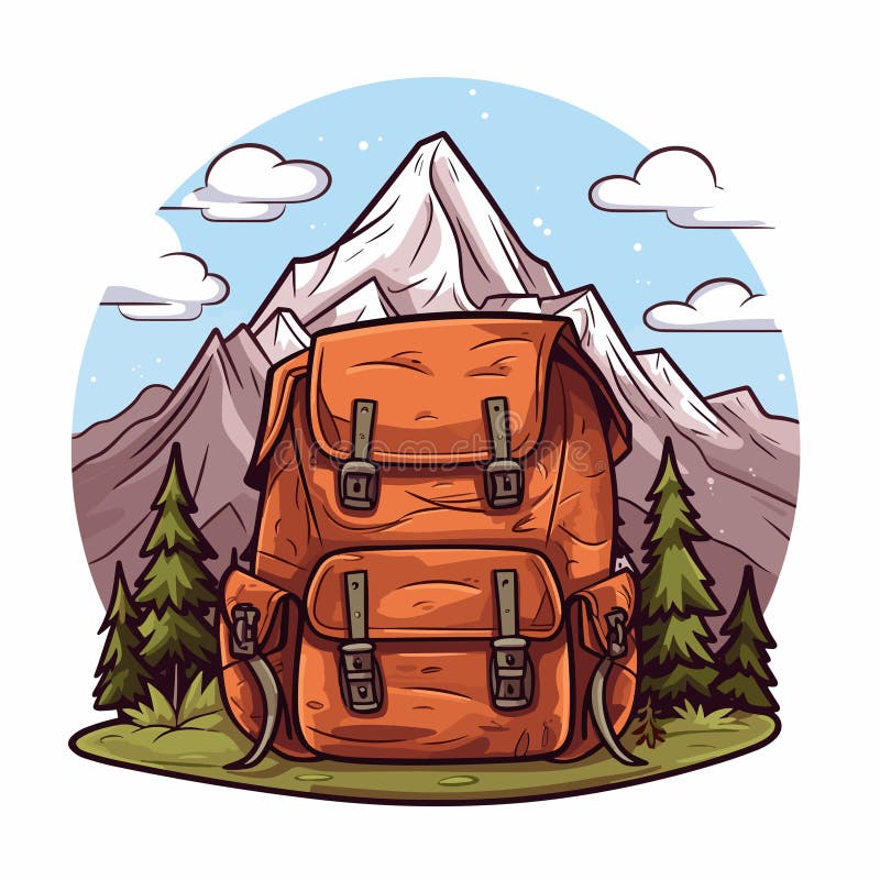 Hiking Backpack Hand-drawn Comic Illustration. Hiking Backpack. Vector ...