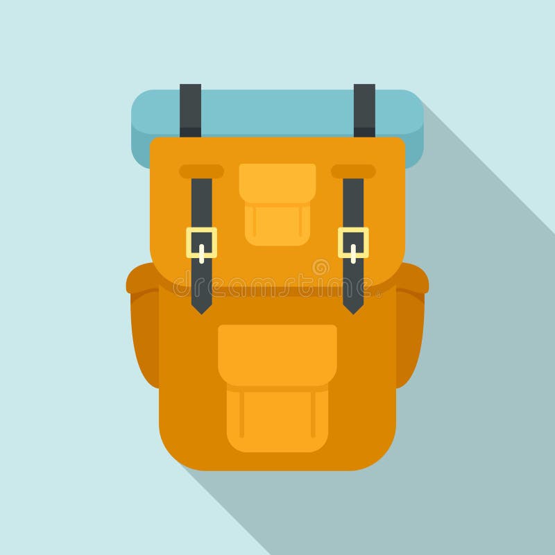 Hiking Backpack Icon, Flat Style Stock Vector - Illustration of ...