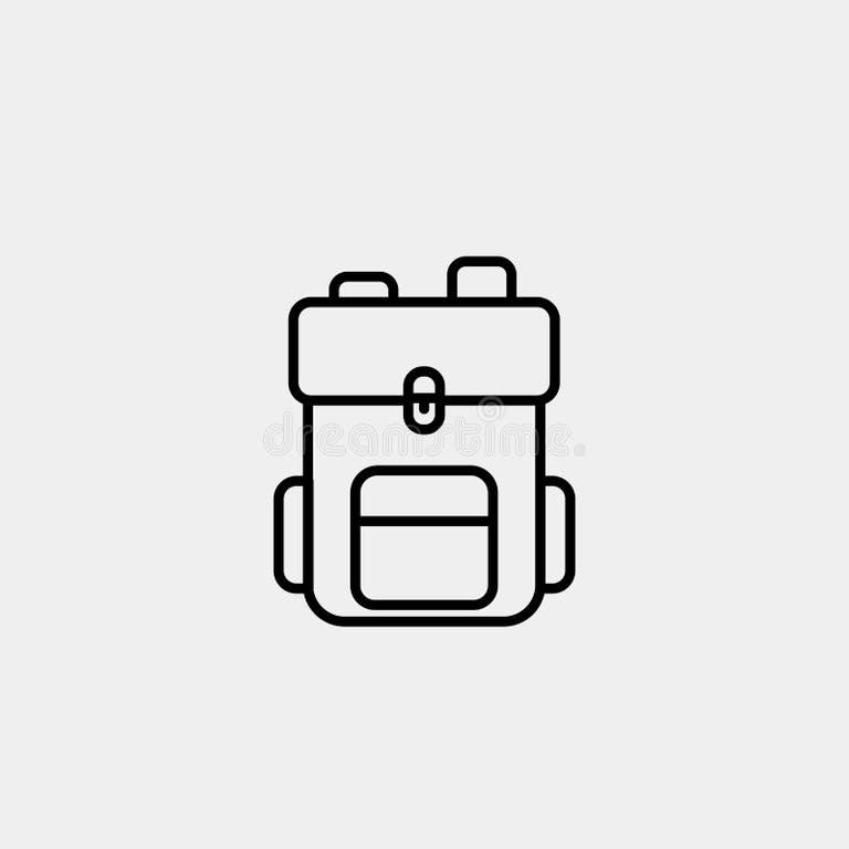 Hiking Backpack Outline Vector Icon. Stock Vector - Illustration of ...
