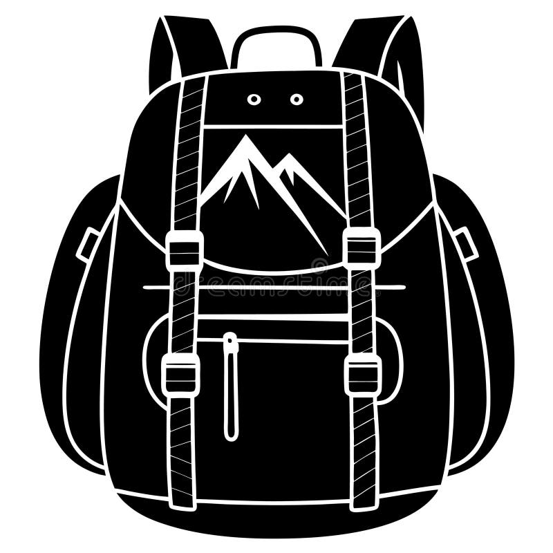 Hiking Backpack Silhouette on White Background 1 Stock Vector ...