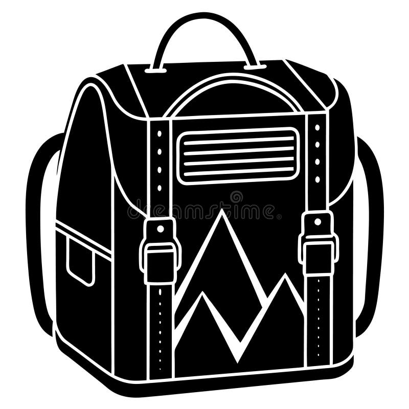 Hiking Backpack Silhouette on White Background 2 Stock Vector ...