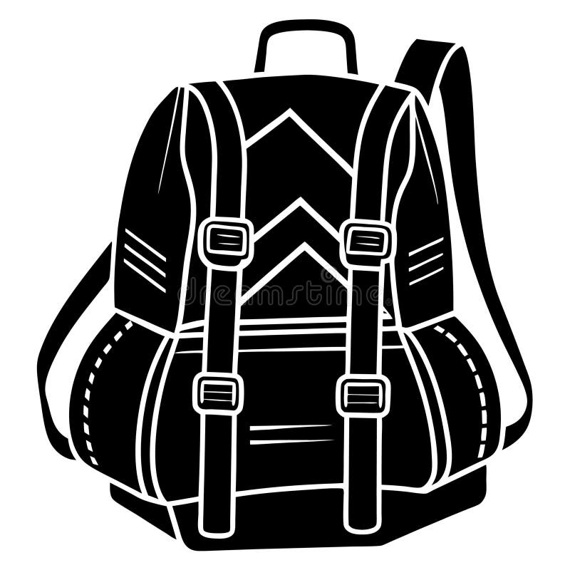 Hiking Backpack Silhouette on White Background 3 Stock Vector ...