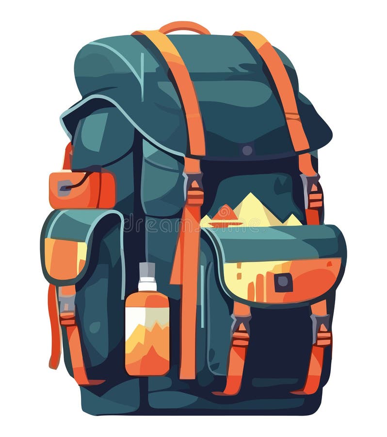 Hiking Backpack Symbolizes Adventure Stock Vector - Illustration of ...