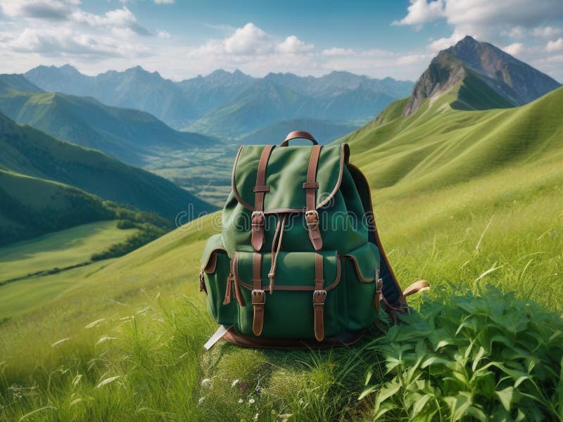 Hiking Backpack during Trek in Mountains. Camping and Trekking ...