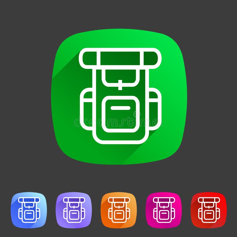 Hiking Backpack Trekking Camping Icon Flat Web Sign Symbol Logo Label ...