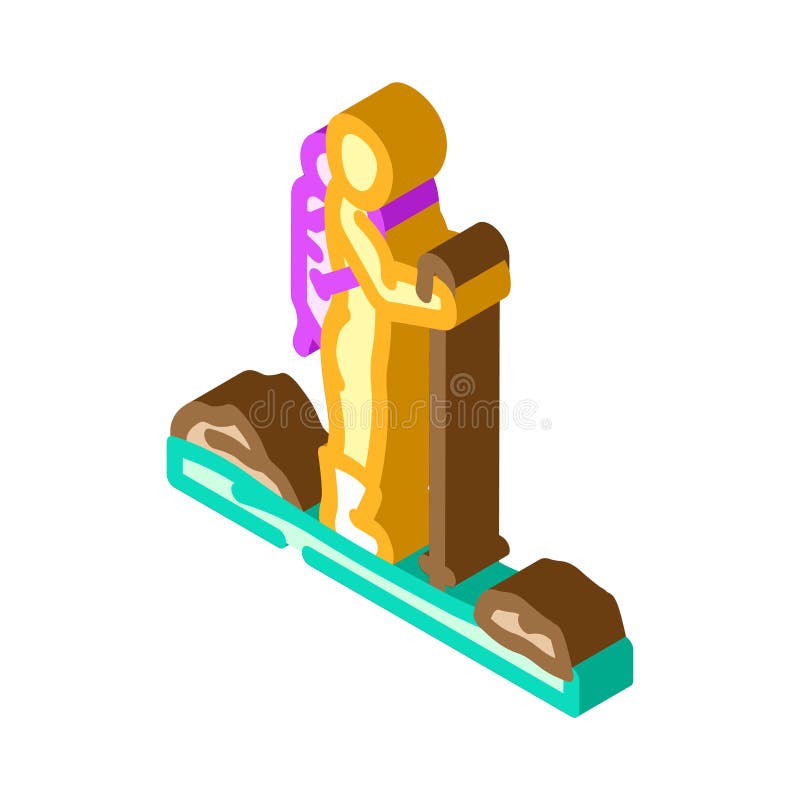 Hiking Backpack and Walking Stick Isometric Icon Vector Illustration ...