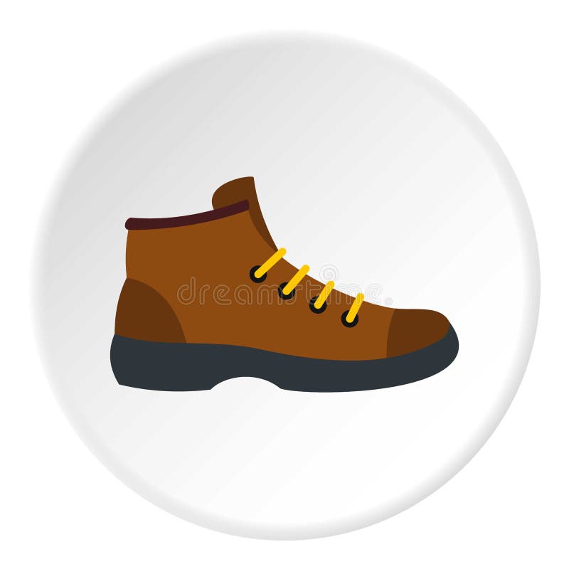 Hiking boot icon circle stock vector. Illustration of draw - 108598191