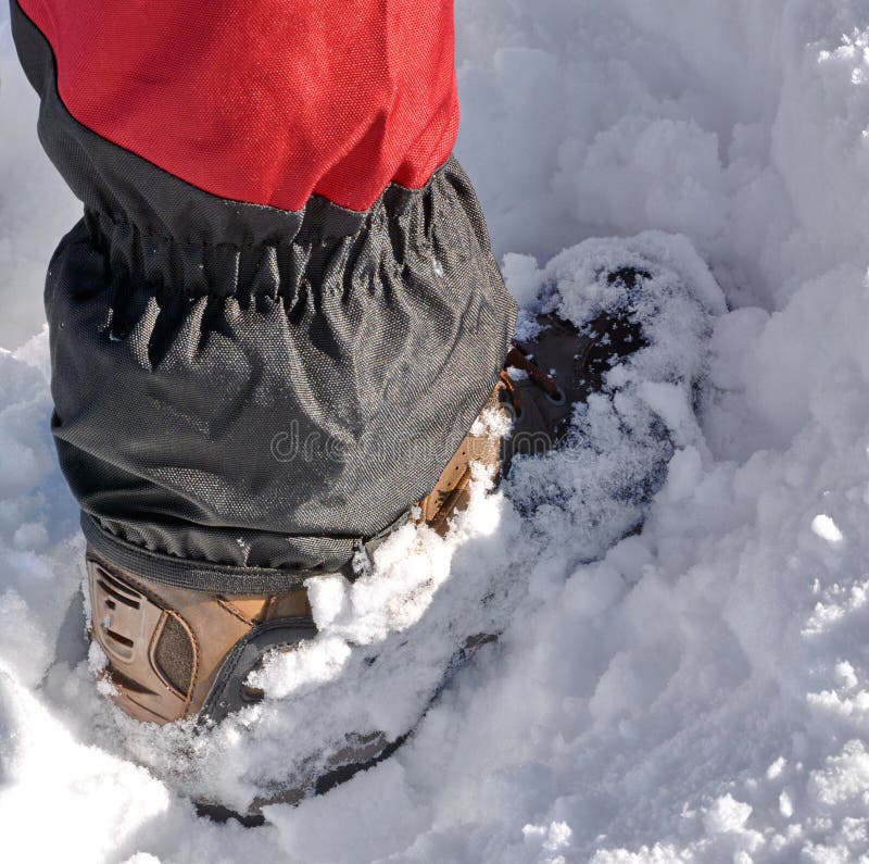 Hiking boot in snow stock photo. Image of alpine, mountaineer - 65682644
