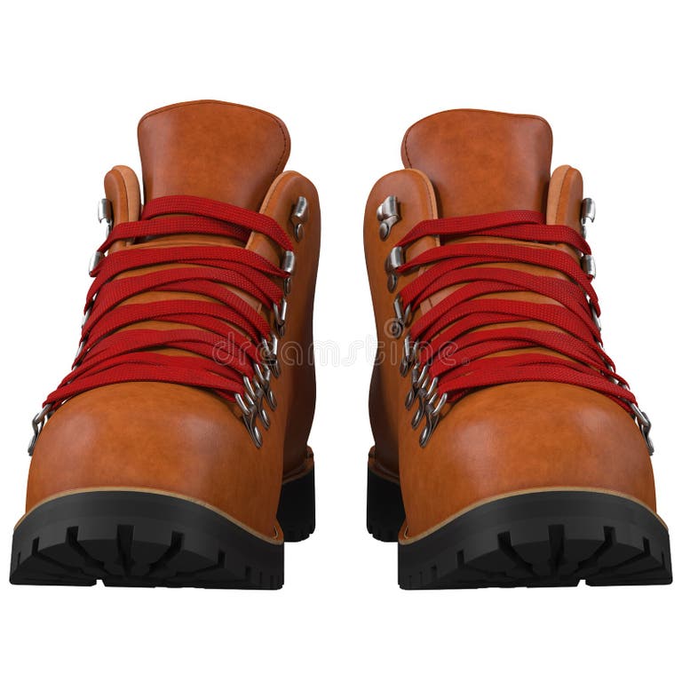 Hiking Boots, Front View, Isolated on White Stock Illustration ...