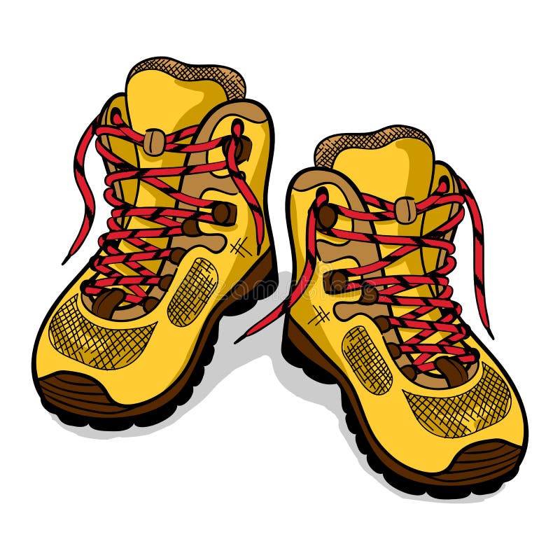 Hiking Boots Isolate, Color Sketch, Doodle Stock Vector - Illustration ...