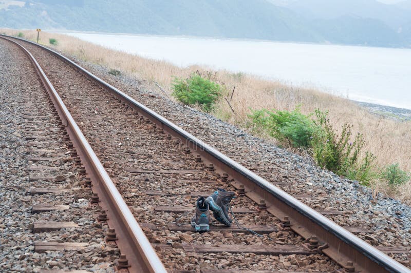Hiking Boots on the Railway Line Stock Photo - Image of streets, train ...