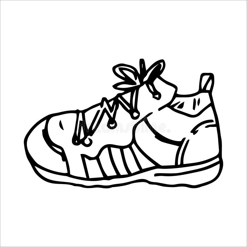 Hiking Boots. Simple Line Drawing in Doodle Style. Stock Vector ...