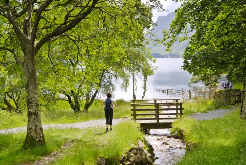 Hiking beside Buttermere stock photo. Image of district - 2970848