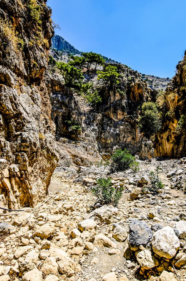 Hiking in the Canyons and Mountains in Crete Stock Image - Image of ...