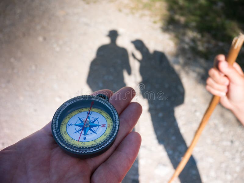 Hiking compass on coast stock photo. Image of navigation - 68363748