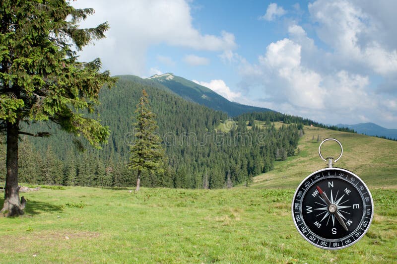 Hiking with Compass in the Mountain Stock Photo - Image of closeup ...