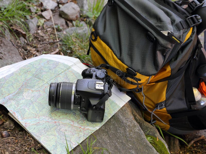 Hiking Shoes on Map with Compass Stock Image - Image of object, lost ...